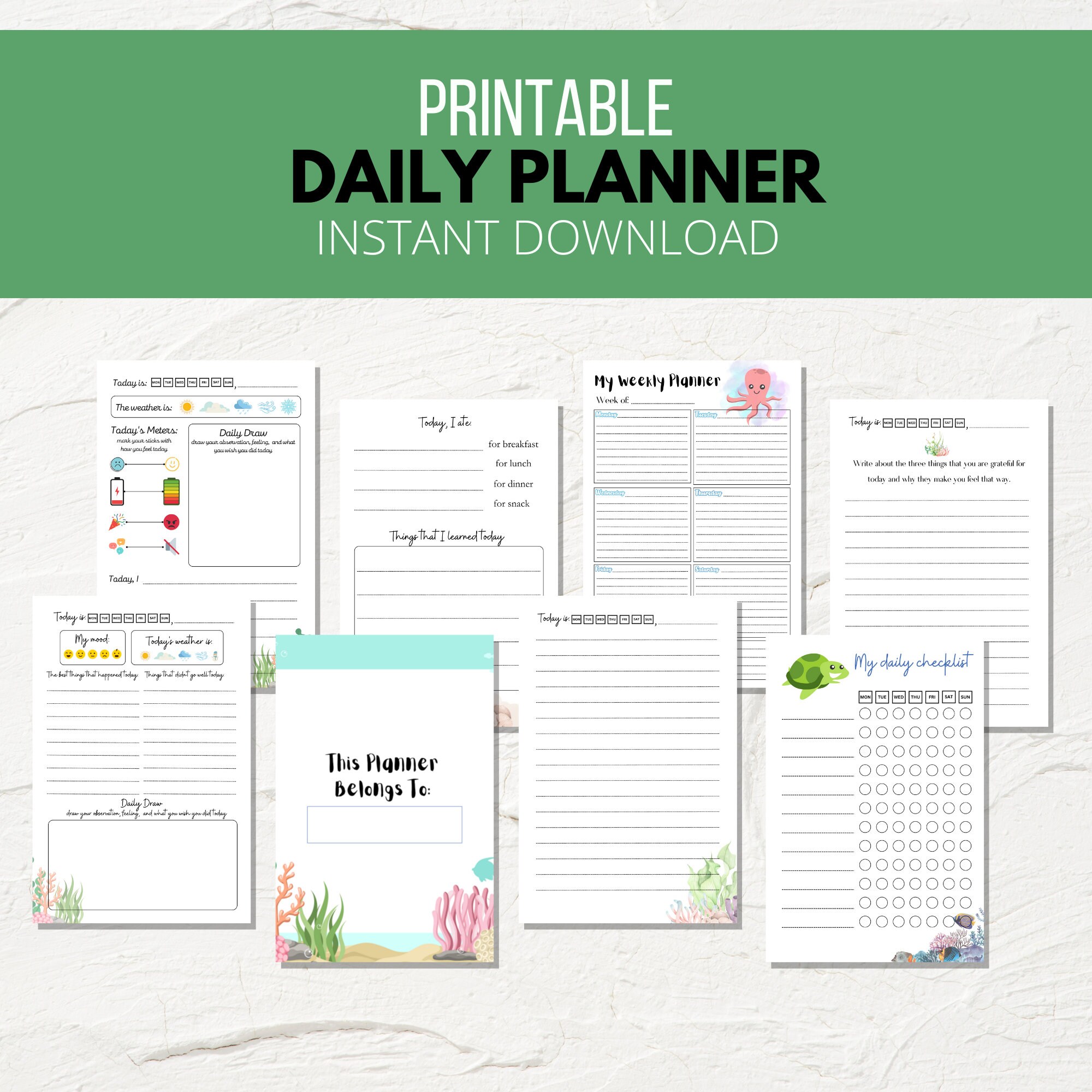Under the Sea Kid Planner INSTANT DOWNLOAD Planning Journal, Perfect ...