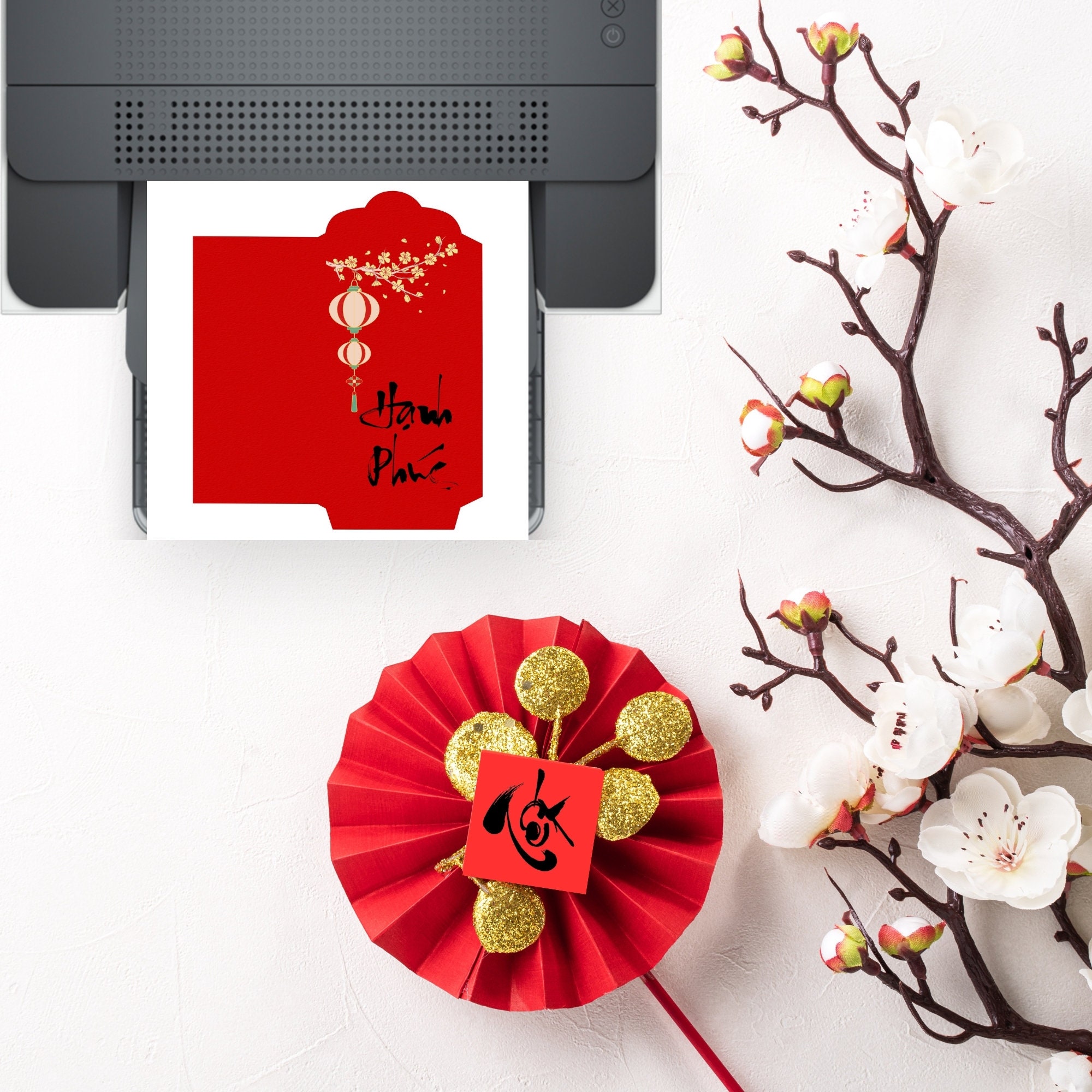 Printable Vietnamese Tet Red Envelopes - INSTANT DOWNLOAD Lunar New ...