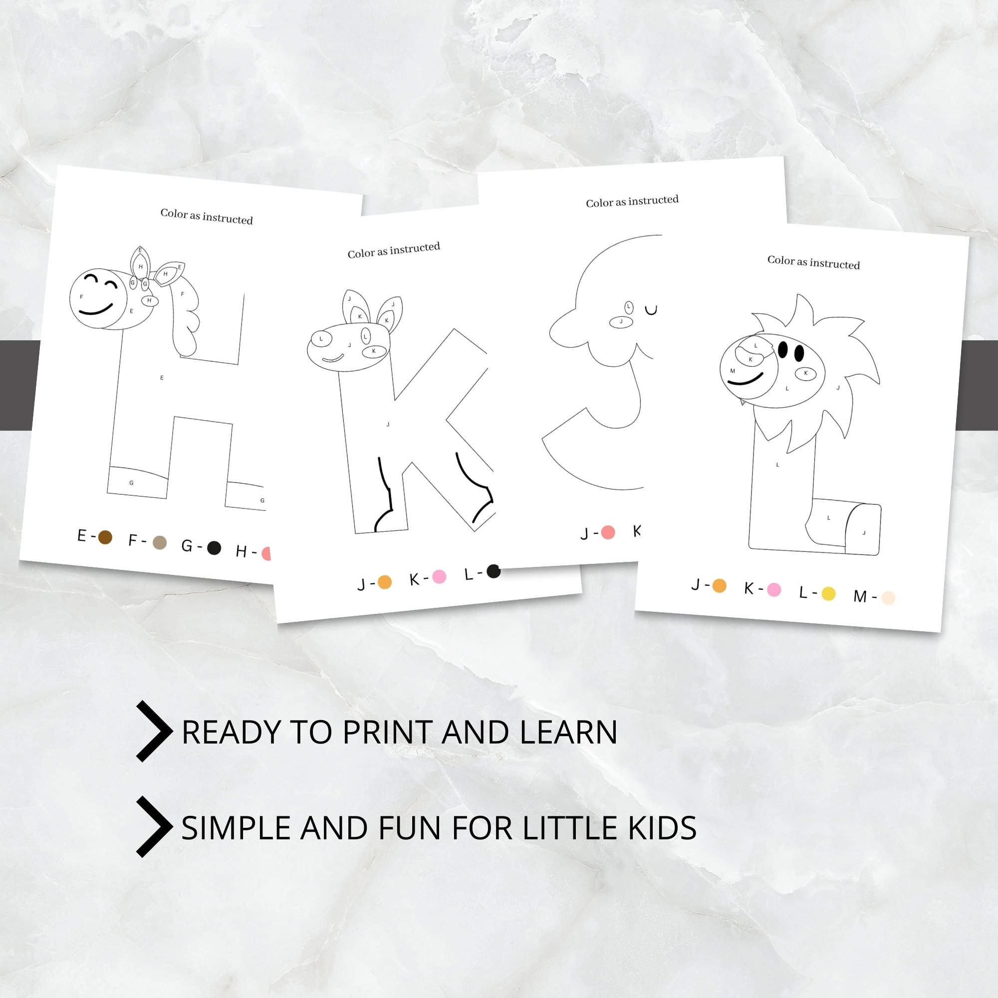 Color by Letter Worksheets for Kids - INSTANT DOWNLOAD Educational ...