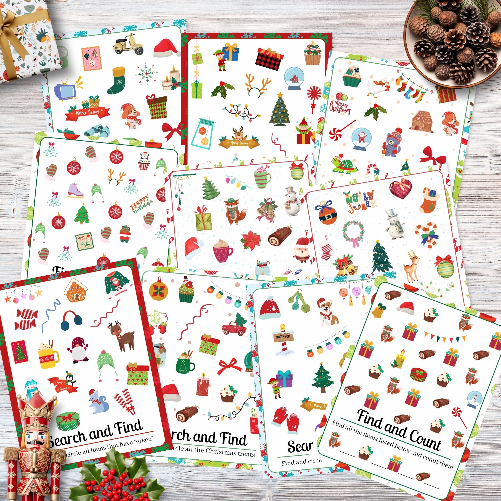 Printable Christmas Activity Sheets - INSTANT DOWNLOAD Fun Find and ...