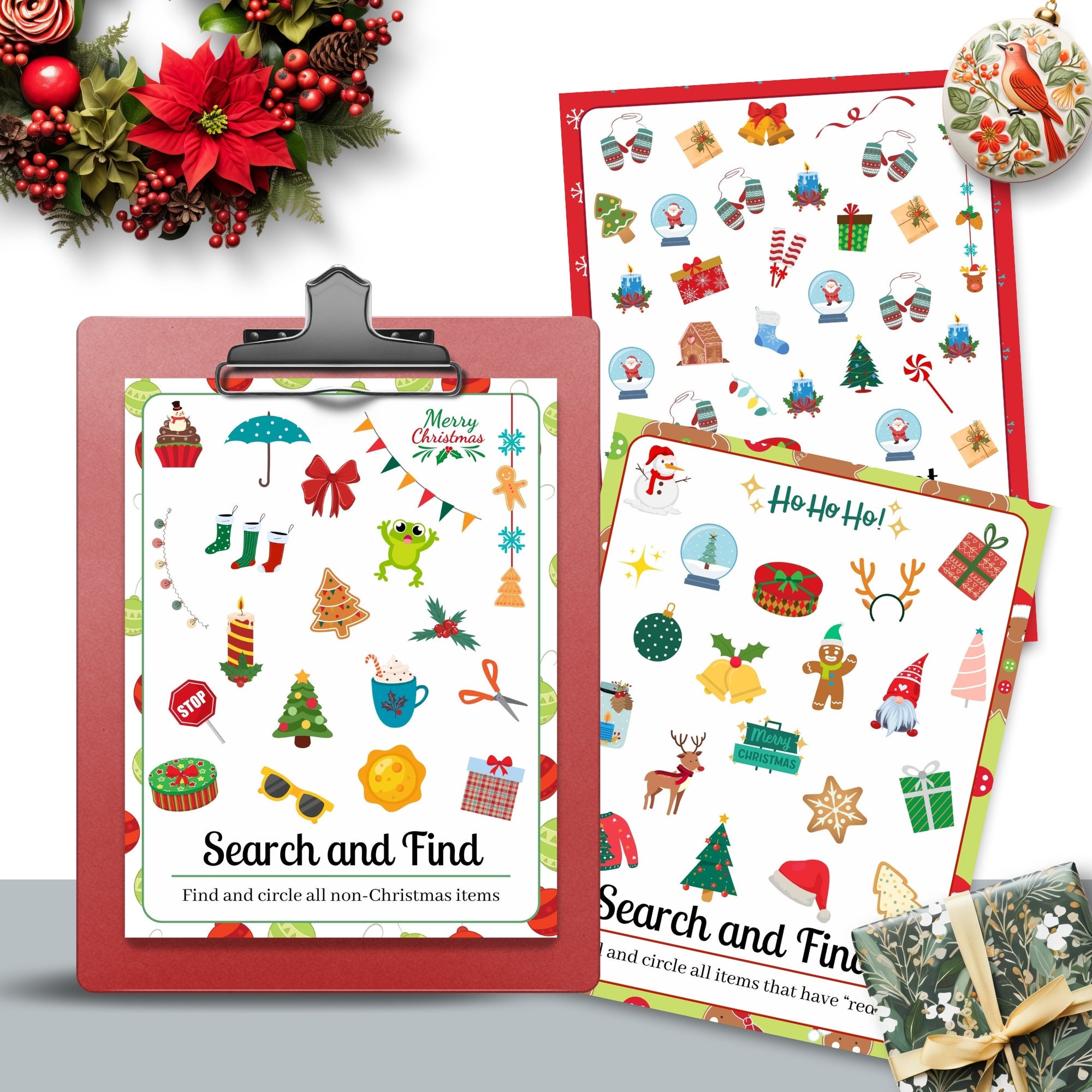 Printable Christmas Activity Sheets - INSTANT DOWNLOAD Fun Find and ...