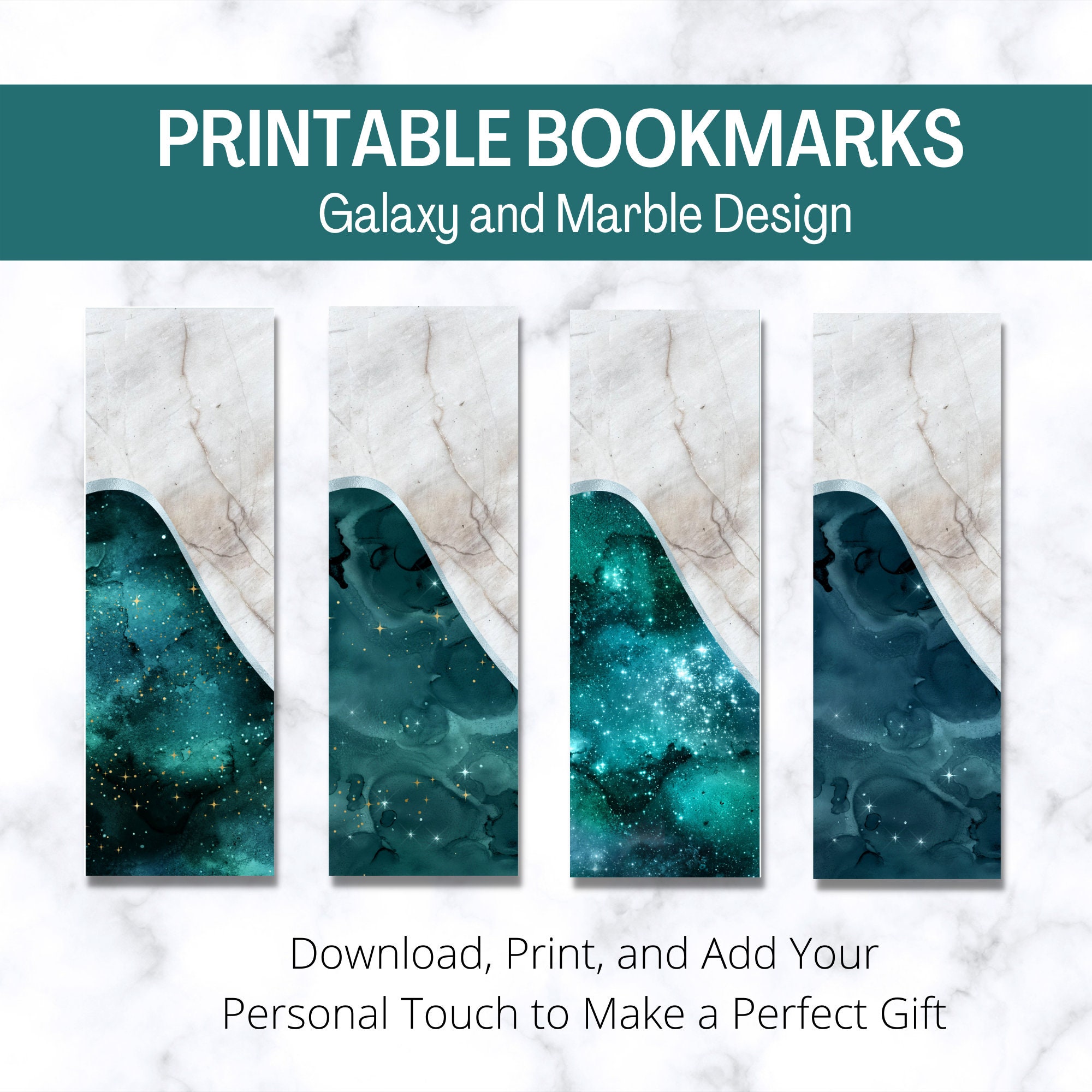 Galaxy and Marble Bookmarks Set of 4 INSTANT DOWNLOAD and Ready-to ...
