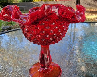 Vintage Ruby Red Fenton Hobnail Glass - Etsy