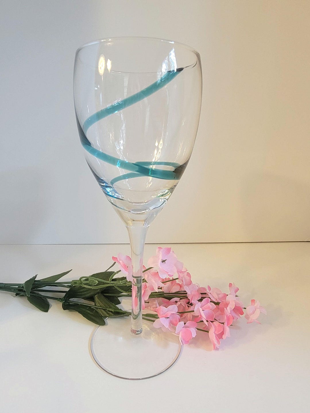 Crystal Wine Glass La Rochere Teal Swirl Vintage Hand Blown Teal Swirl ...