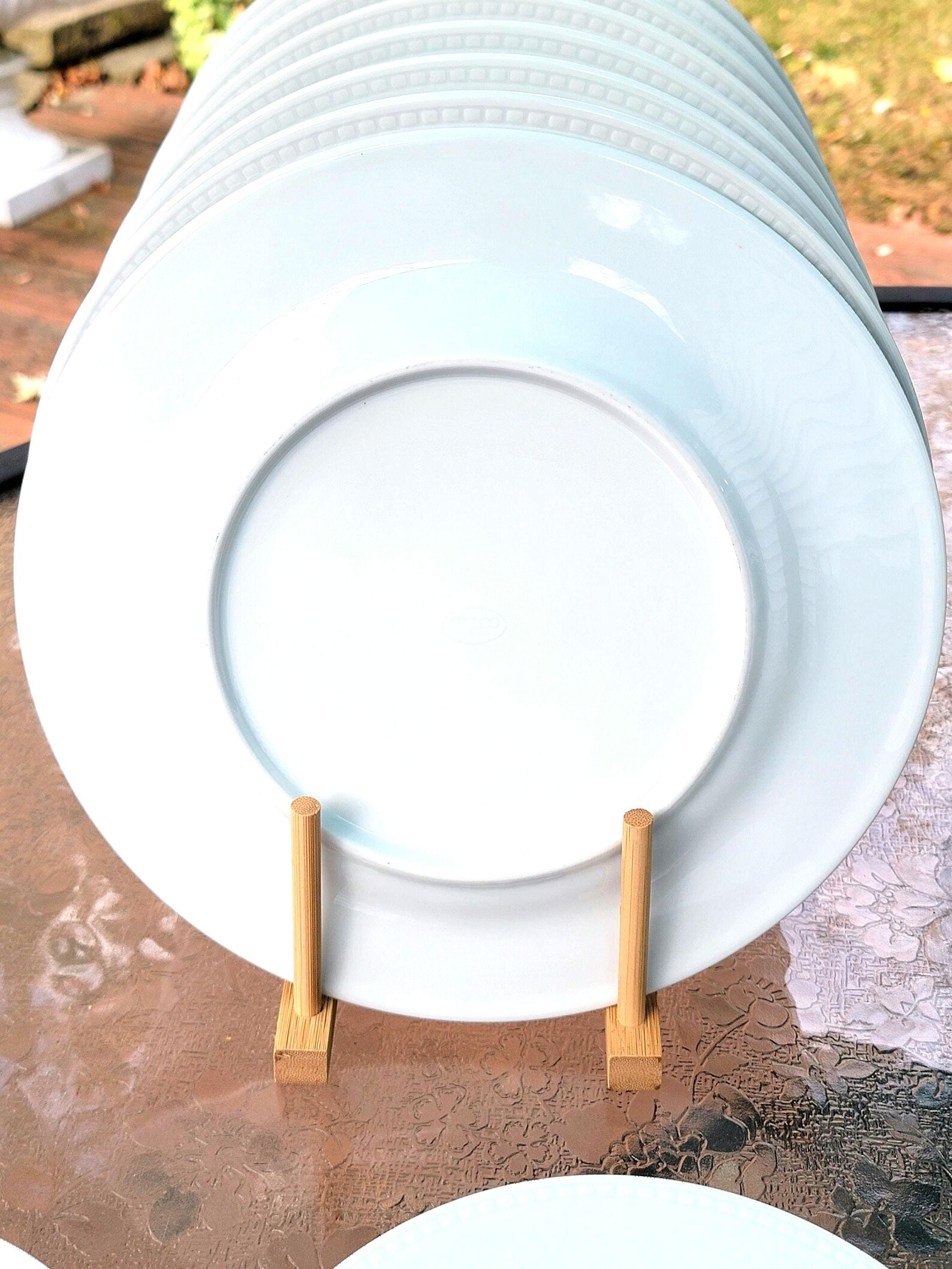 Apilco Beaded Hemstitch Porcelain Plates: French Salad (3) and Dinner ...