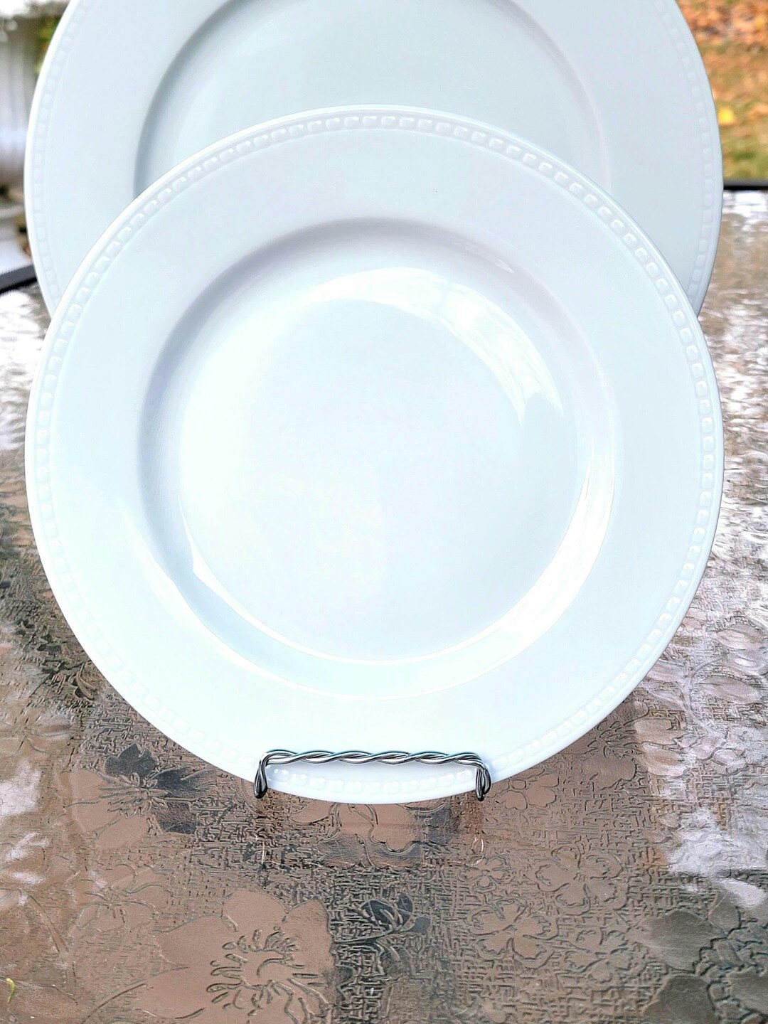 Apilco Beaded Hemstitch Porcelain Plates: French Salad (3) and Dinner ...