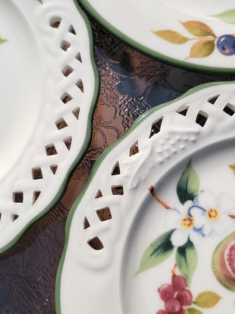 Brunelli "tiffany" Salad Plates – Italian Pierced Lattice, Fruit Motif ...