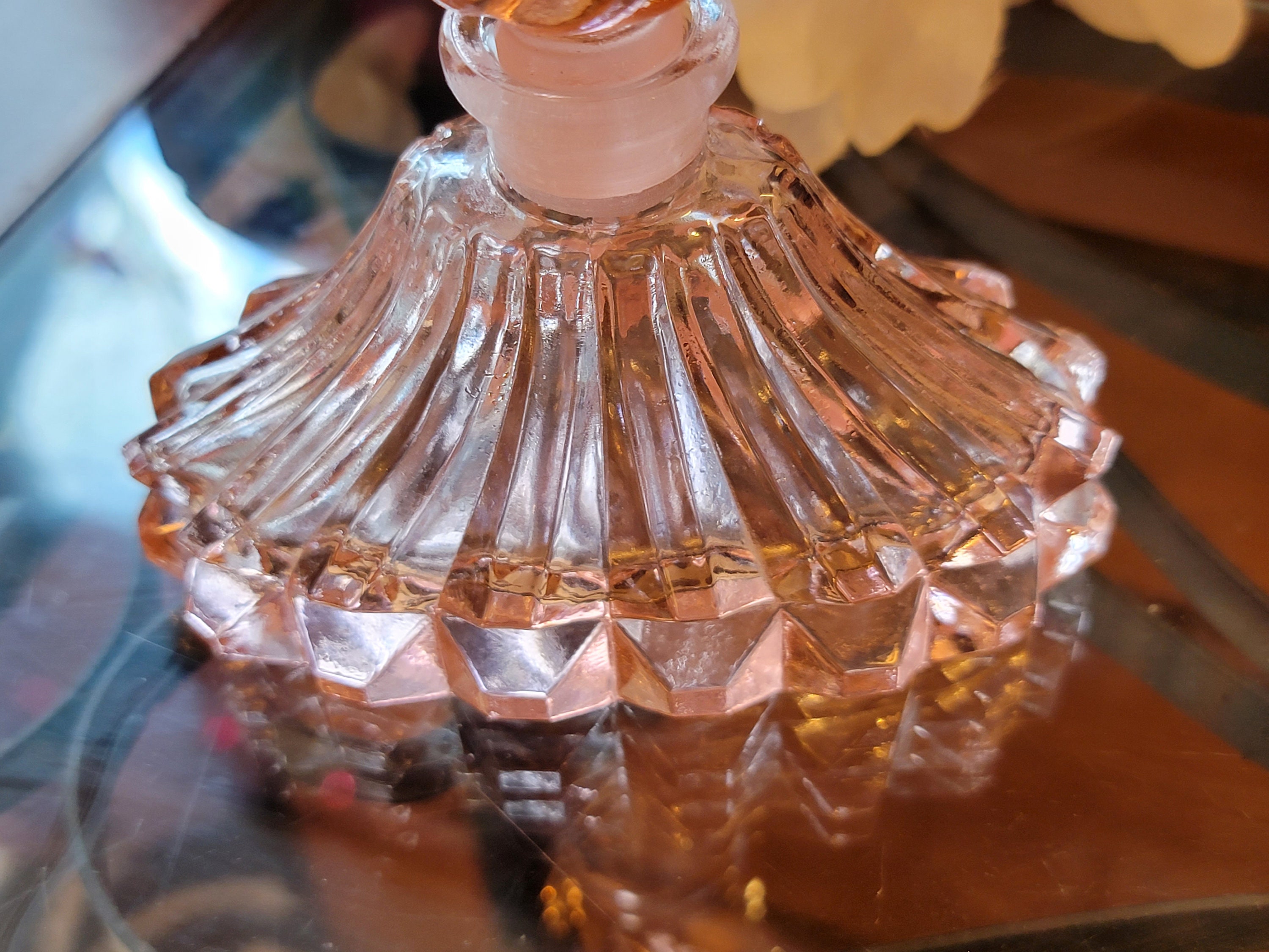 Vintage Perfume Bottle Pink Cut Glass Perfume Bottle - Glass Art Deco ...