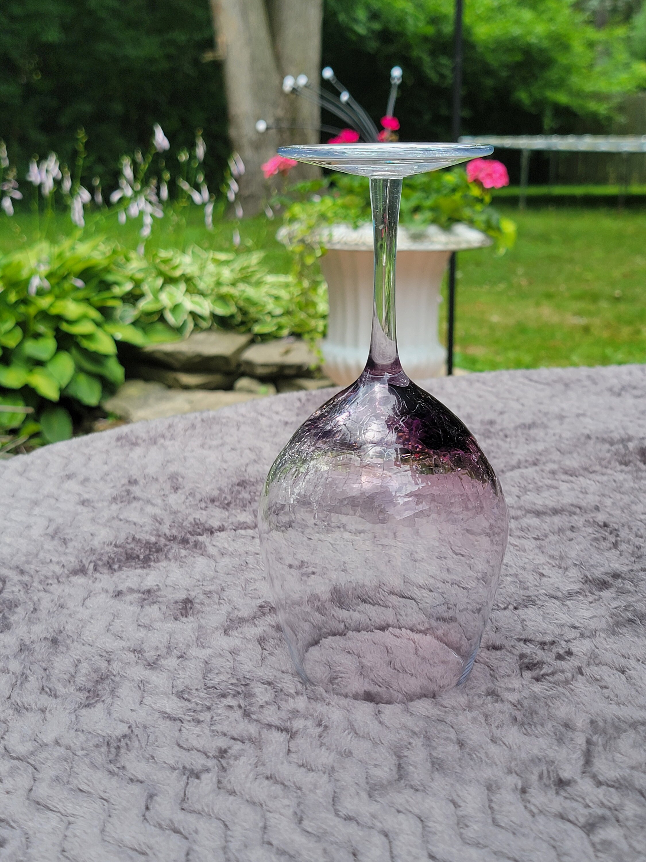 Crystal Red Wine Glass Pier 1 purple Crackle Hand Blown Crystal 18 ...