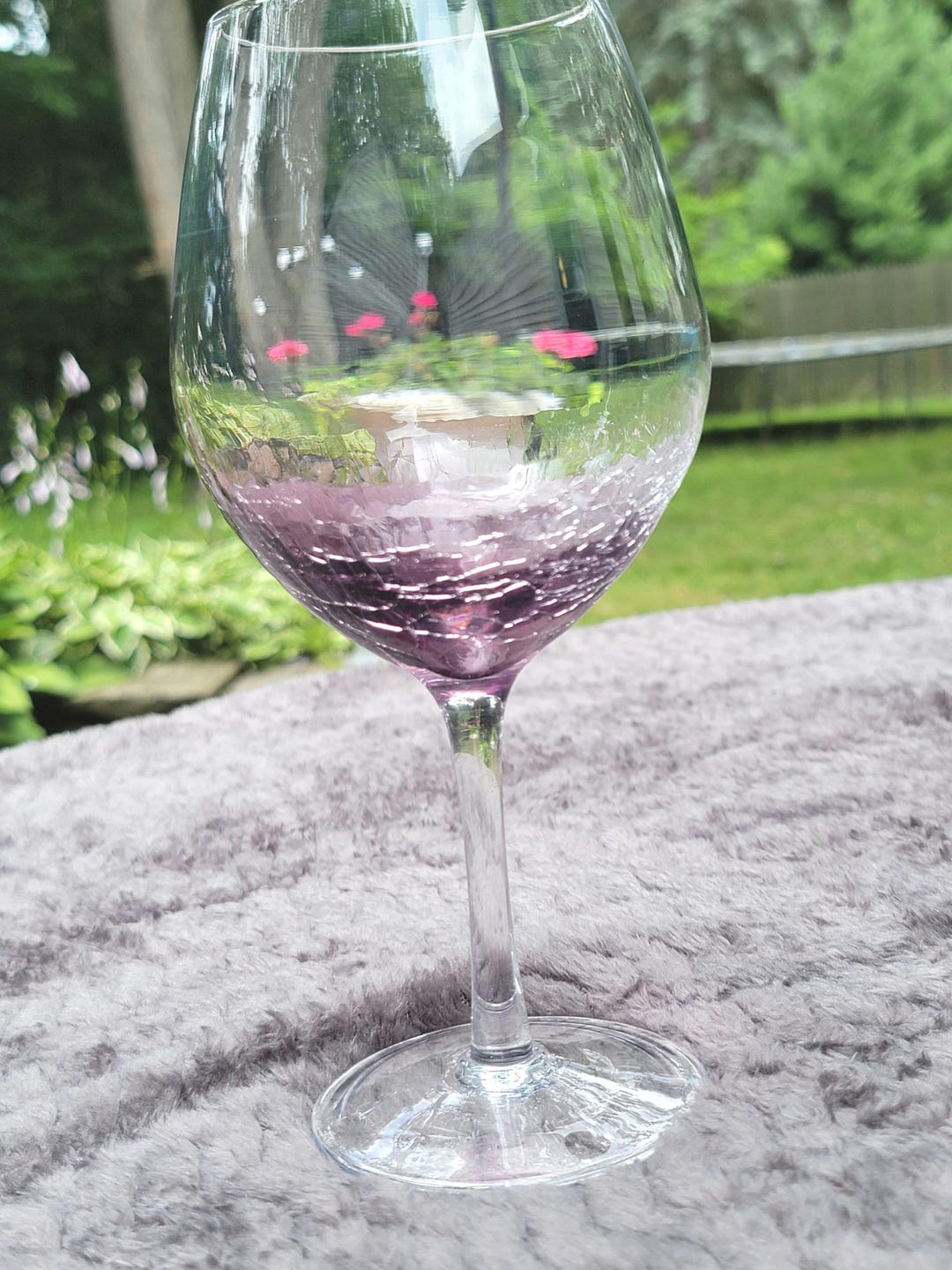 Crystal Red Wine Glass Pier 1 purple Crackle Hand Blown Crystal 18 ...