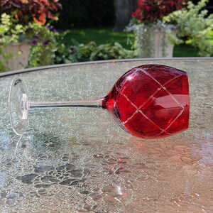 Balloon Crystal Wine Glass Ruby Red to Clear Pier 1 Rare "diamond ...
