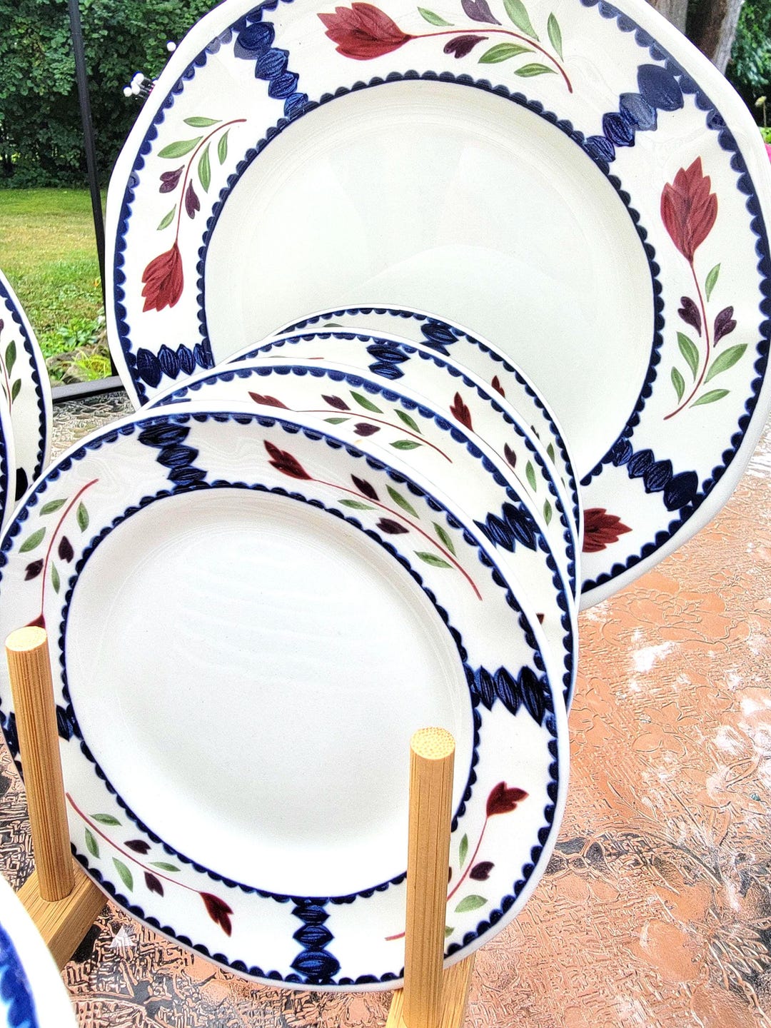 Adams Lancaster Bread Plates: Vintage English Ironstone, Hand-painted ...