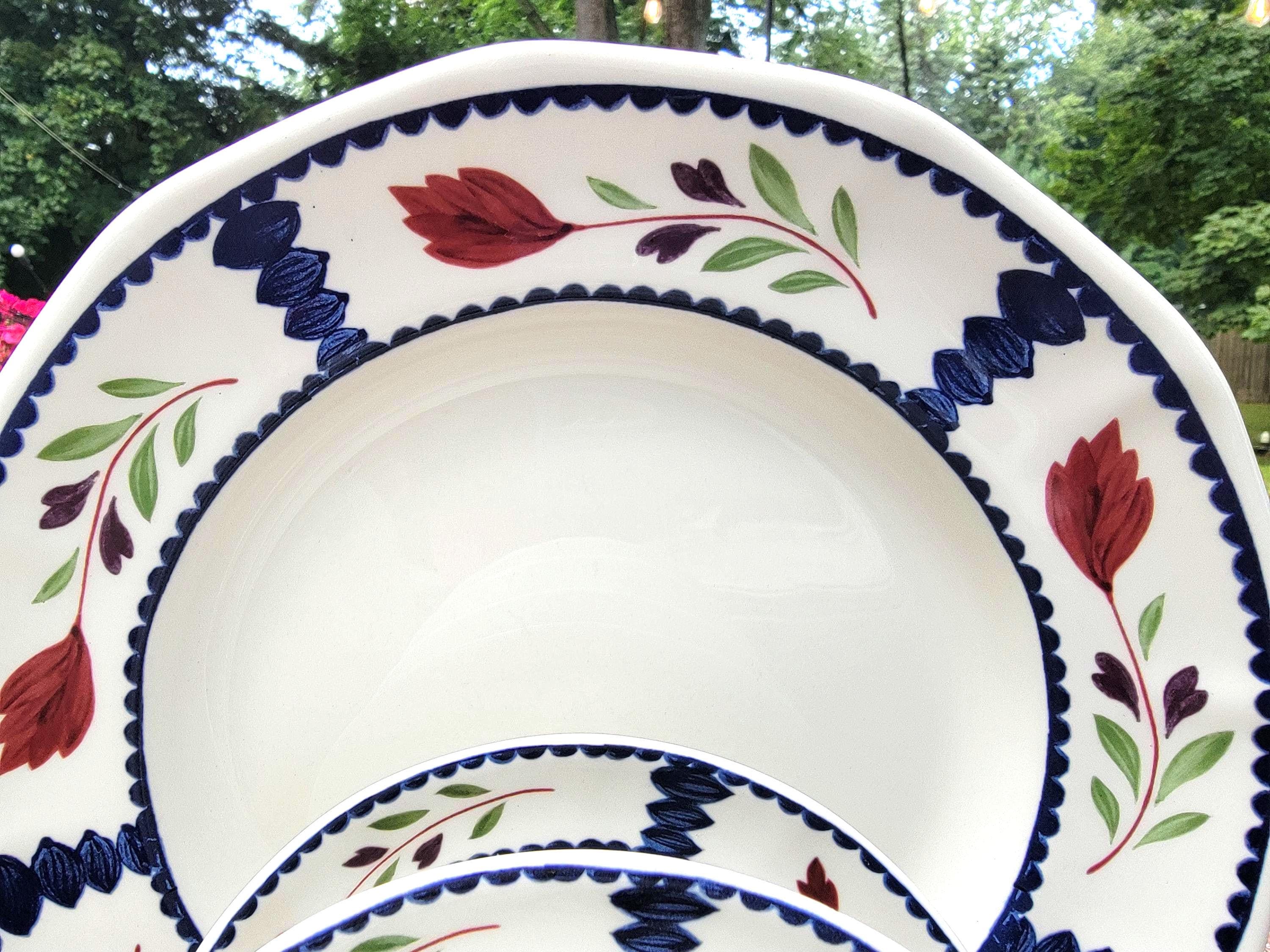 Adams Lancaster Bread Plates: Vintage English Ironstone, Hand-painted ...