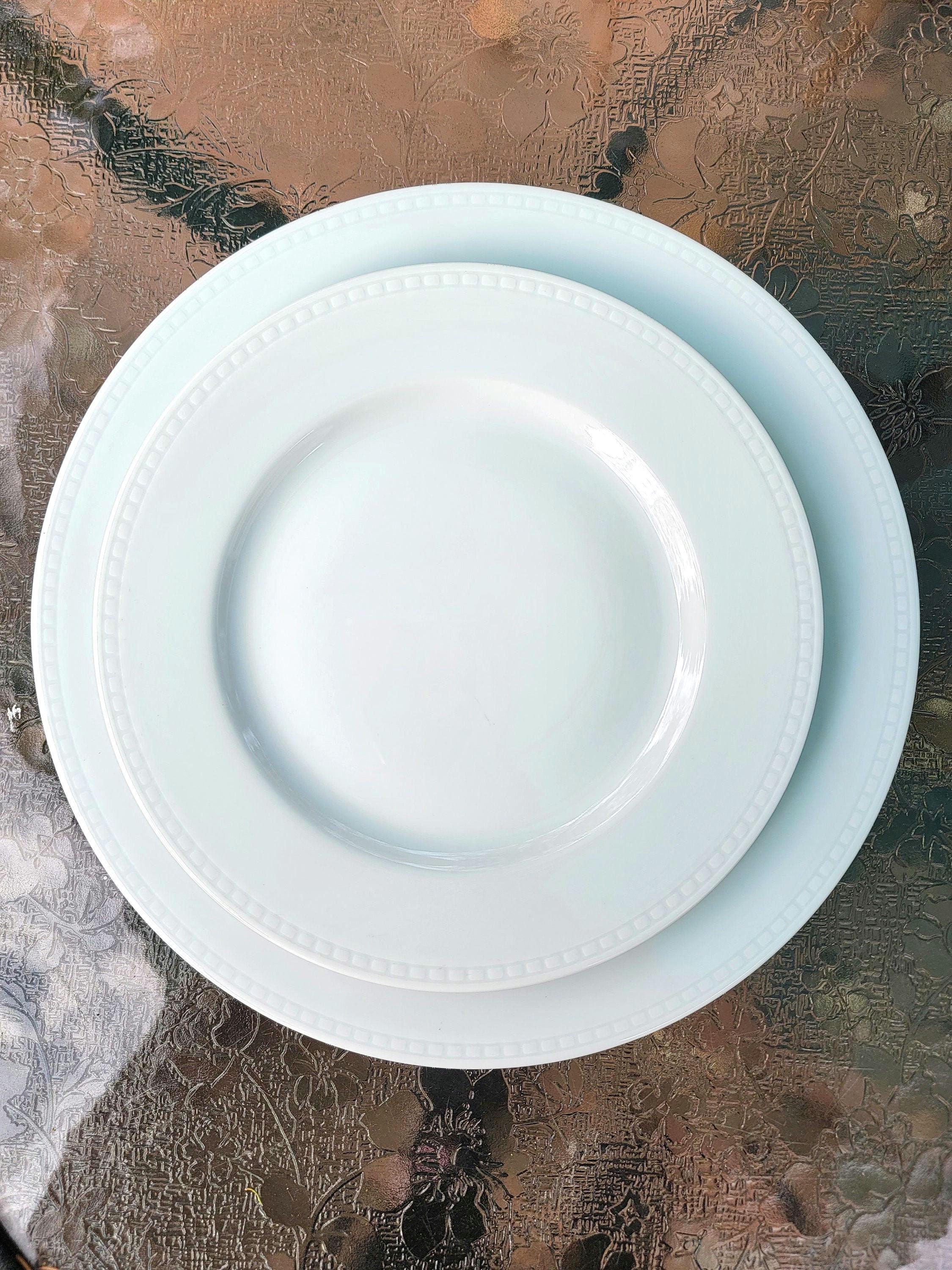 Apilco Beaded Hemstitch Porcelain Plates: French Salad (3) and Dinner ...