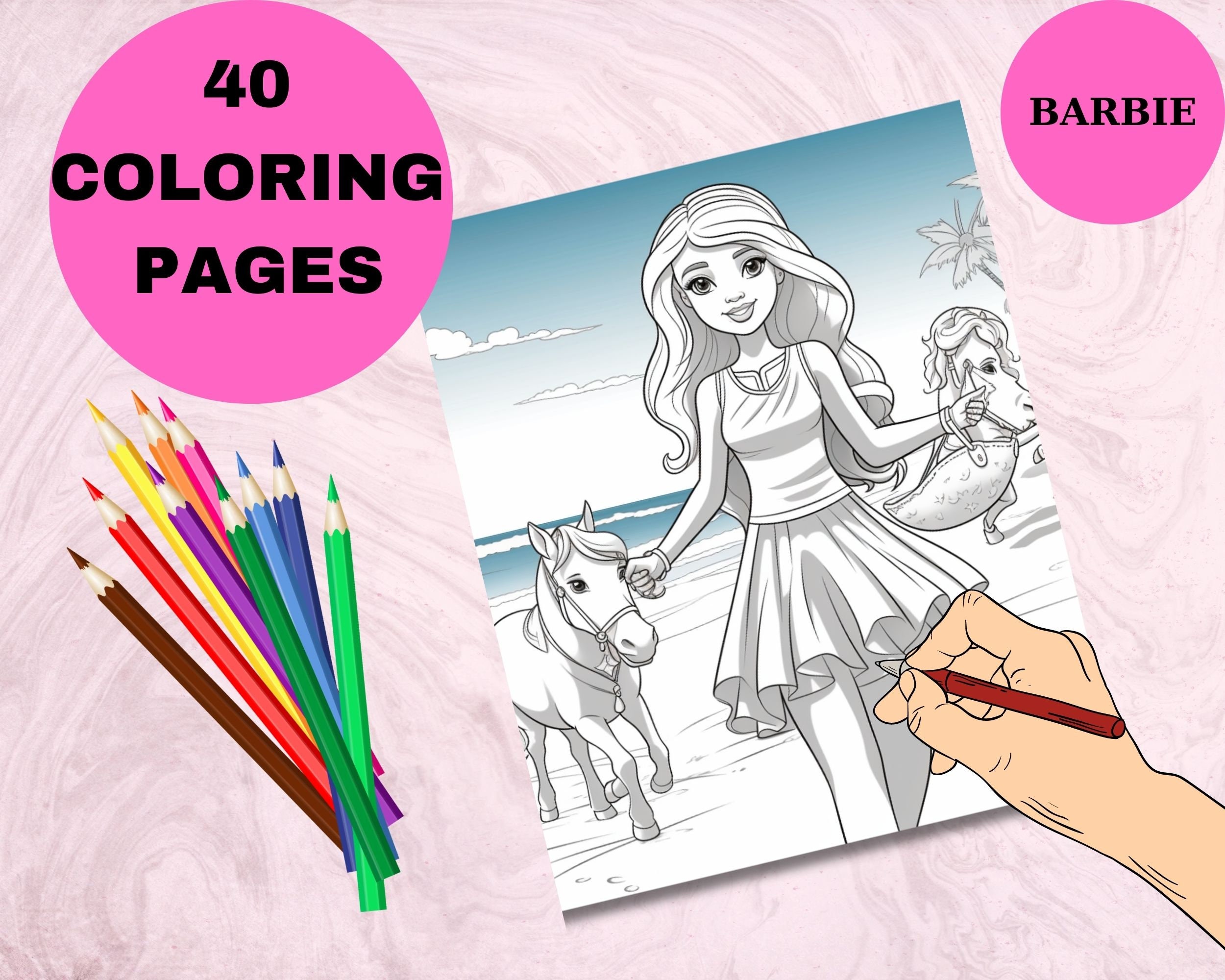 Cartoon Barbie Coloring Pages