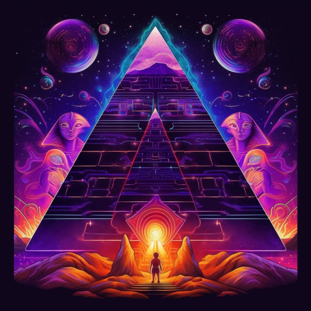 Neon Majestic Pyramid Picture - Etsy