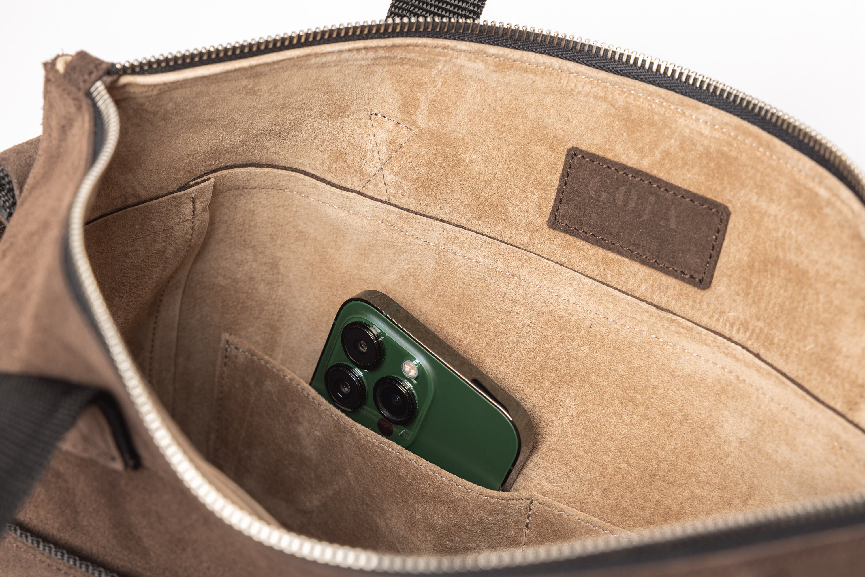 Dark Brown Suede Zip Tote Bag - Etsy