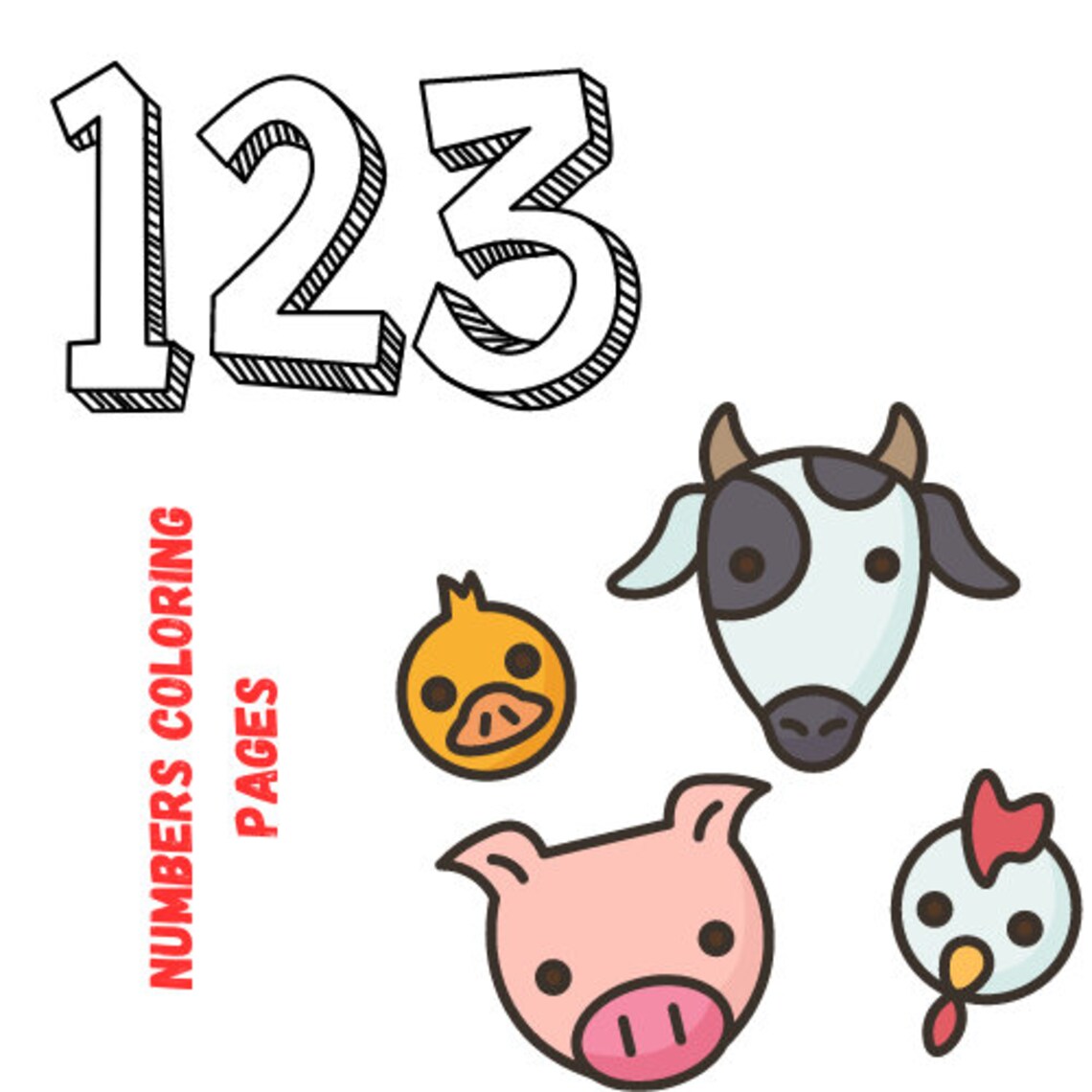 Number Color Pages- Farm Animals - Etsy