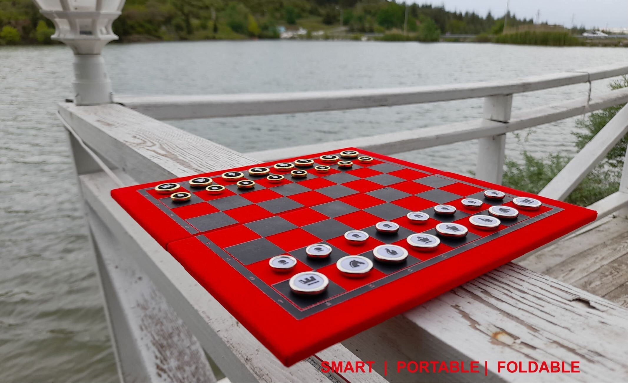 Modern Handmade Travel Chess Sets With Board 8.5 21.5x21 Cm Metal Theme ...