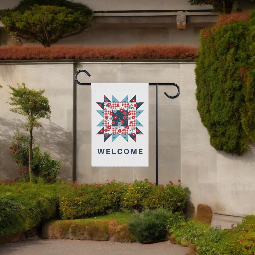 Quilt Block Garden & House Banner Measuring 12" X 18". Gift for Quilter ...