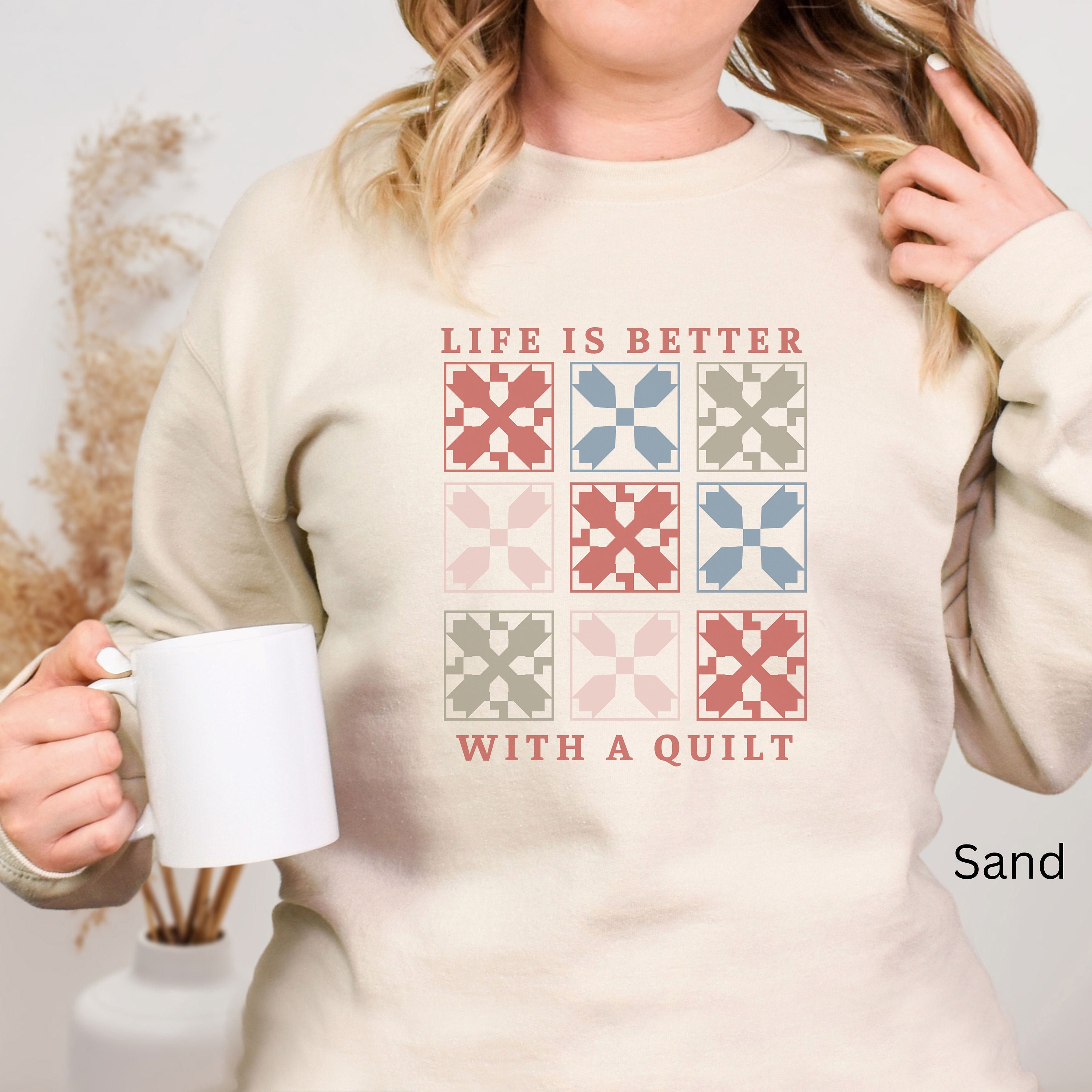 Quilt Block Sweatshirt for Quilters, Crew Neck Quilt Retreat Pullover ...