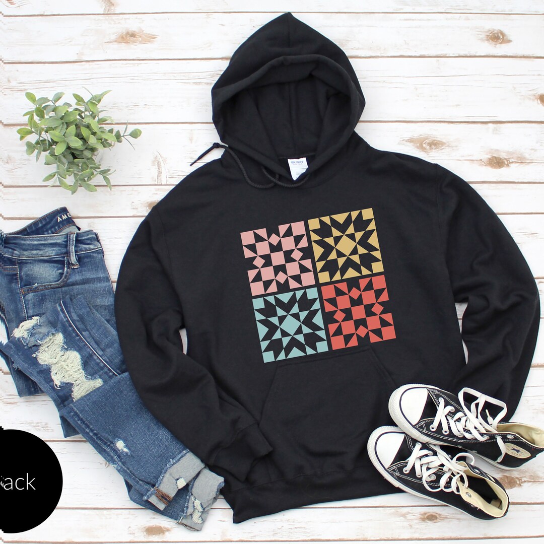 Quilt Hoodie for Quilters, Quilt Block Sweatshirt, Quilting Gift, Quilt ...