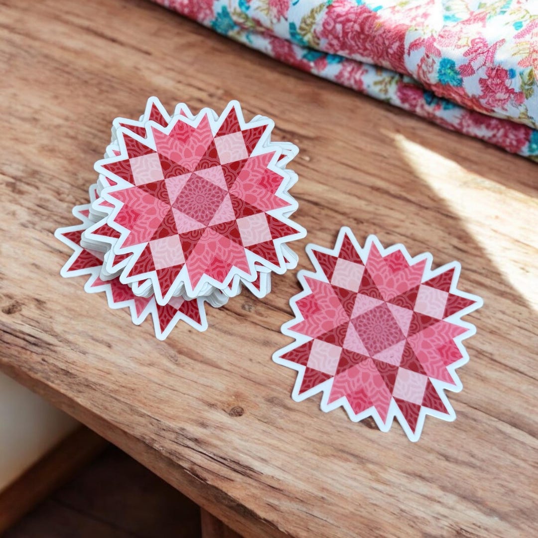 Pink Quilt Star Sticker, Quilting Sticker, Quilt Sticker, Sticker for ...