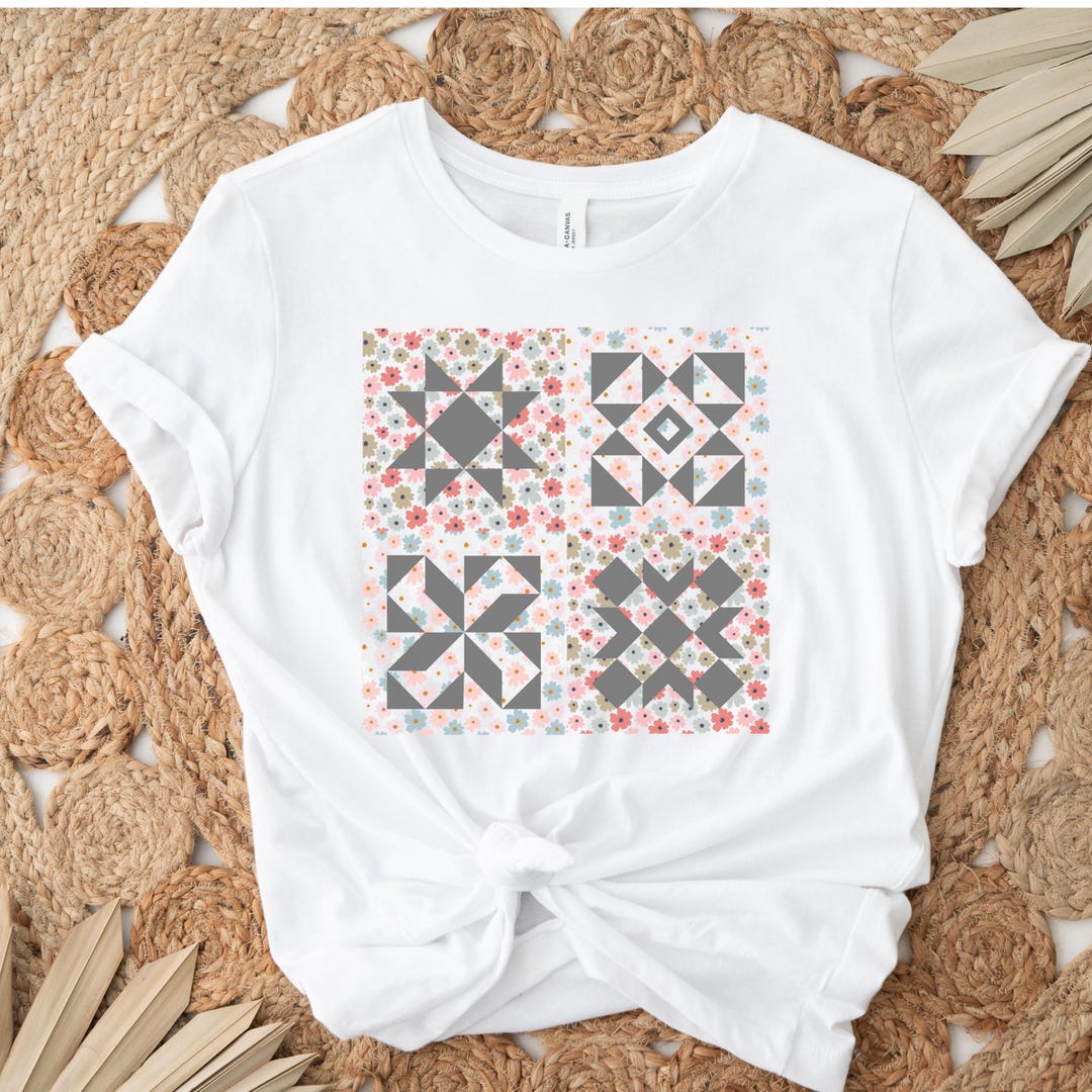 Patchwork Floral Quilt Block T-shirt - Quiltcore Gift Spring Quilting ...