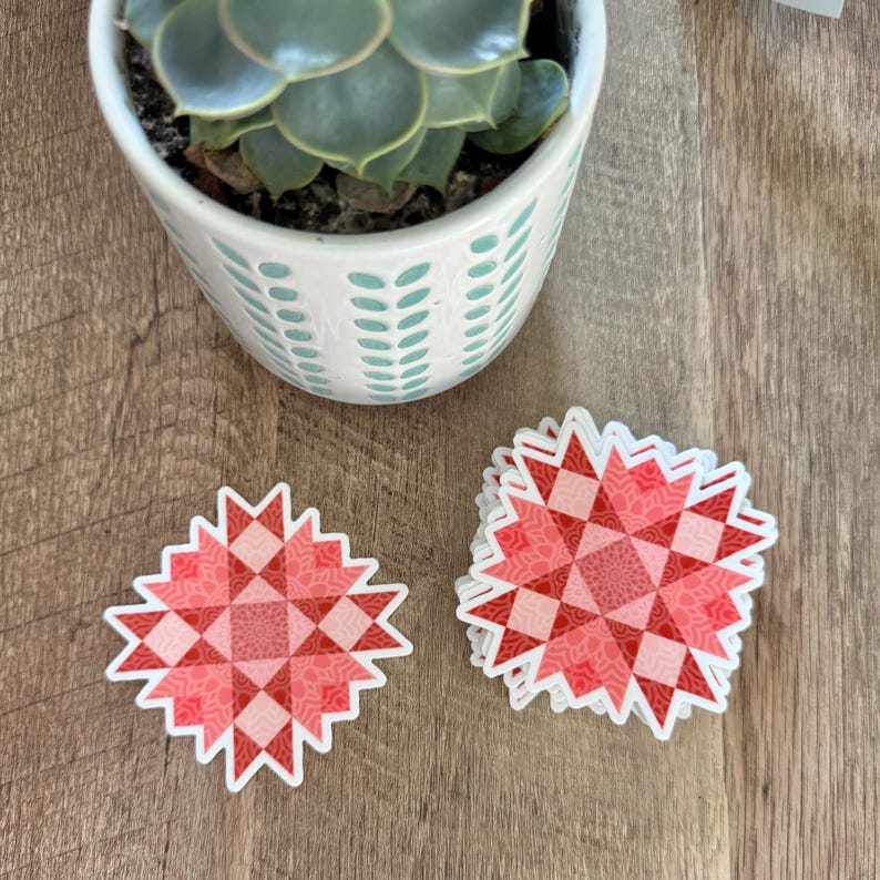 Pink Quilt Star Sticker, Quilting Sticker, Quilt Sticker, Sticker for ...