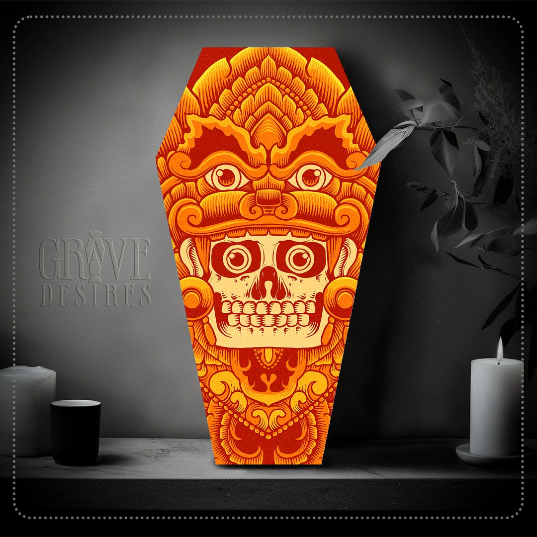 Aztec Skull Coffin-shaped Metal Art Print: Goth Wall Decor, Dark ...