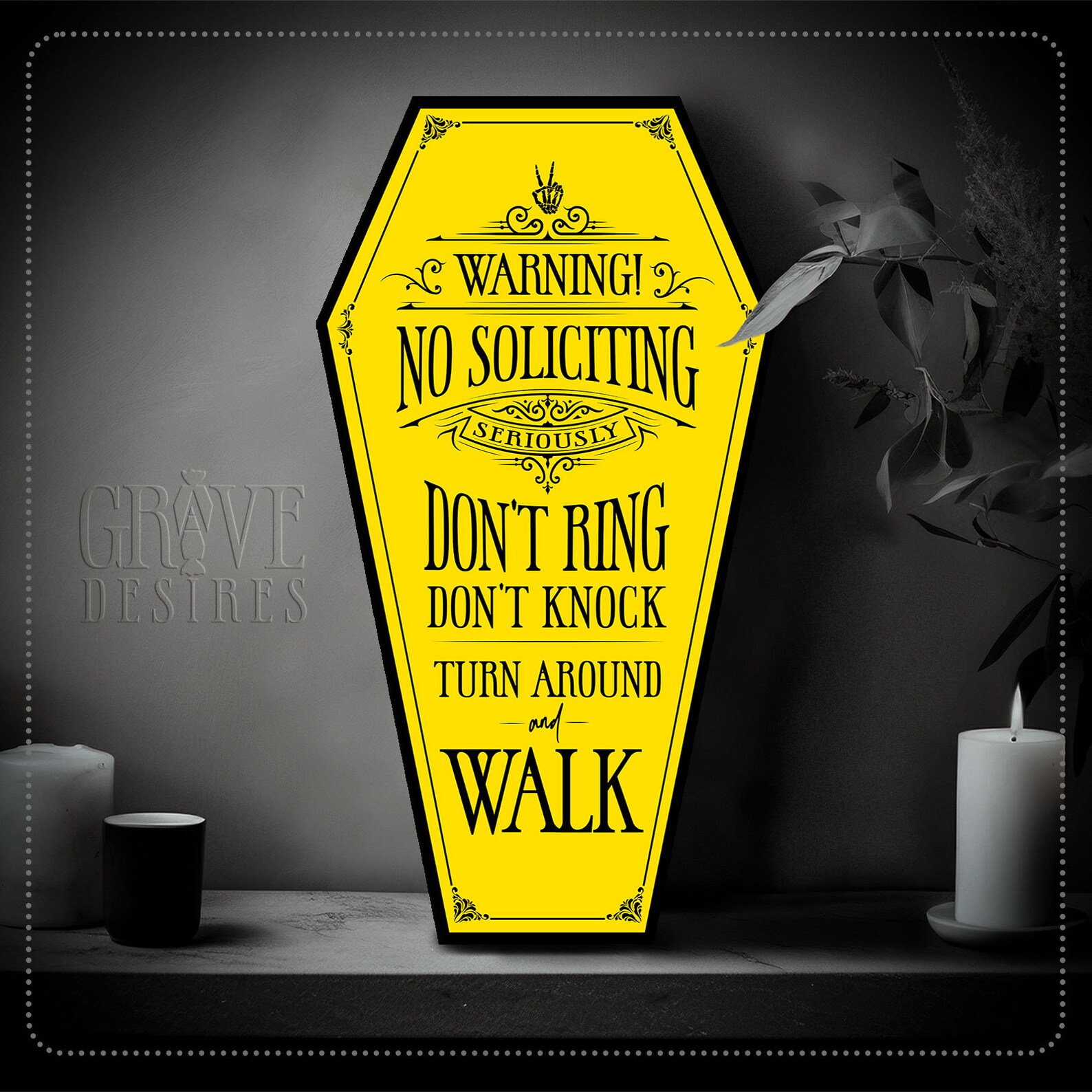 No Soliciting Sign Coffin-shaped Metal Art Print: Goth Wall Decor, Dark ...