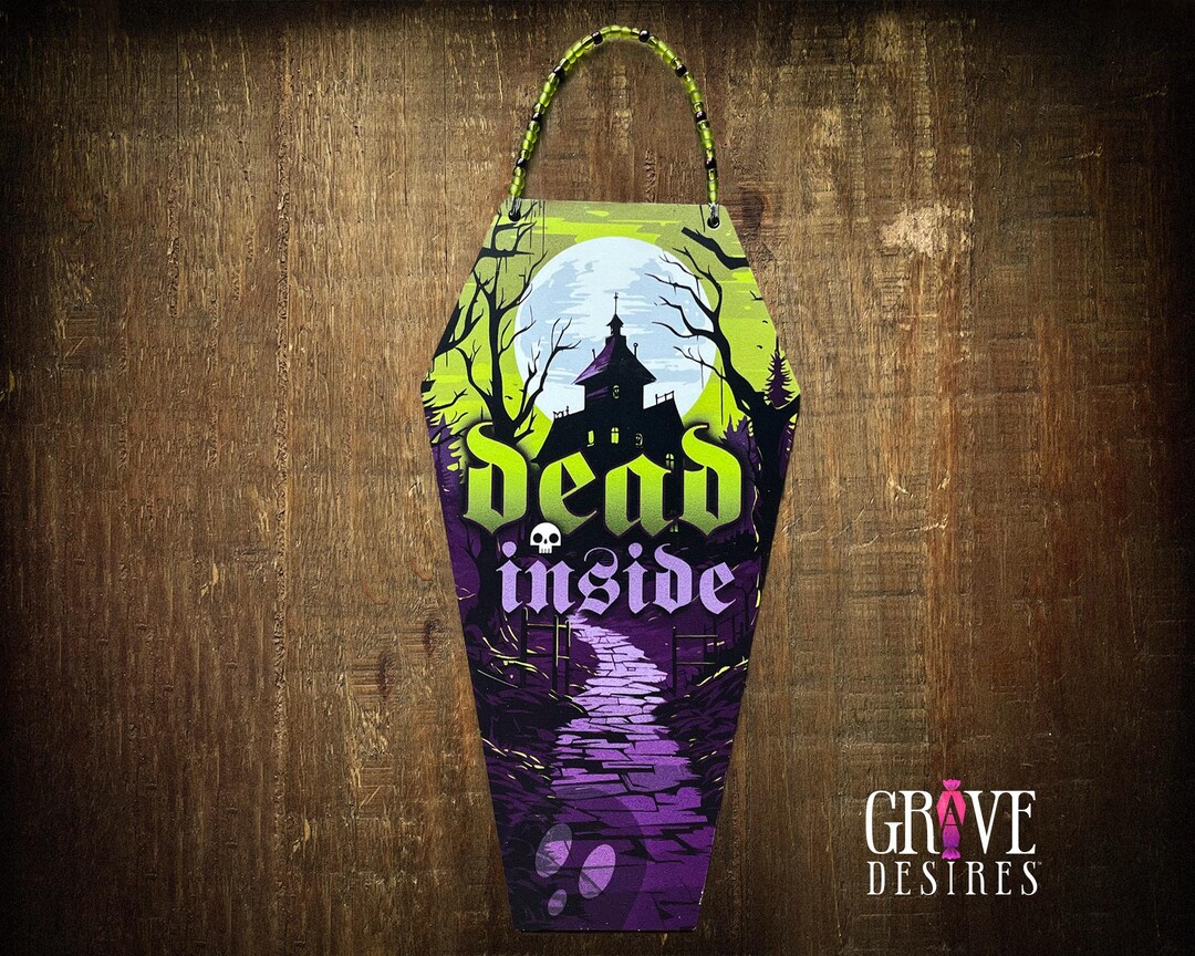 Dead Inside: Metal Coffin Plaque With Beaded Wire Hanger - Etsy