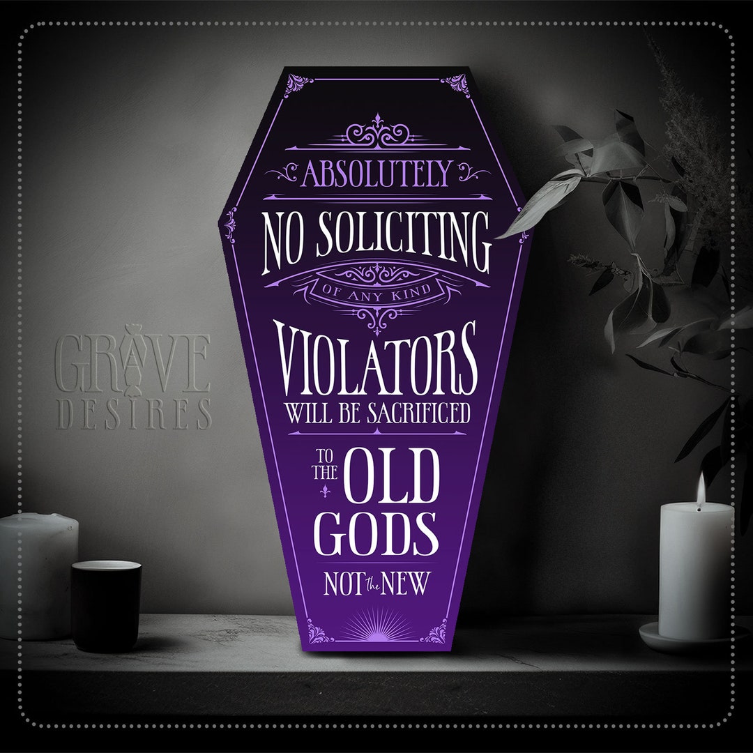 No Soliciting Sign Coffin-shaped Metal Art Print: Goth Wall Decor, Dark ...