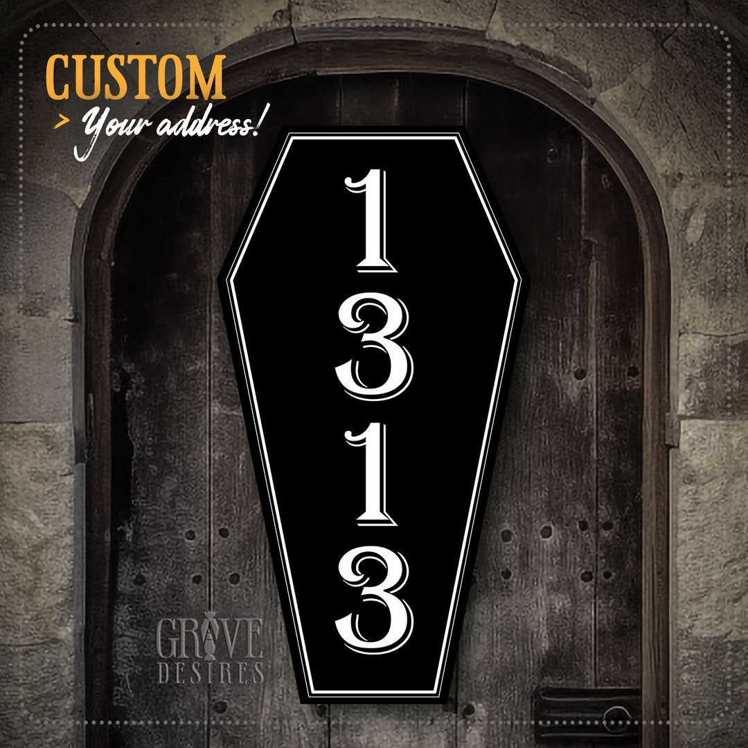 CUSTOM Address Sign, Coffin-shaped Metal Art Print: Goth Wall Decor ...