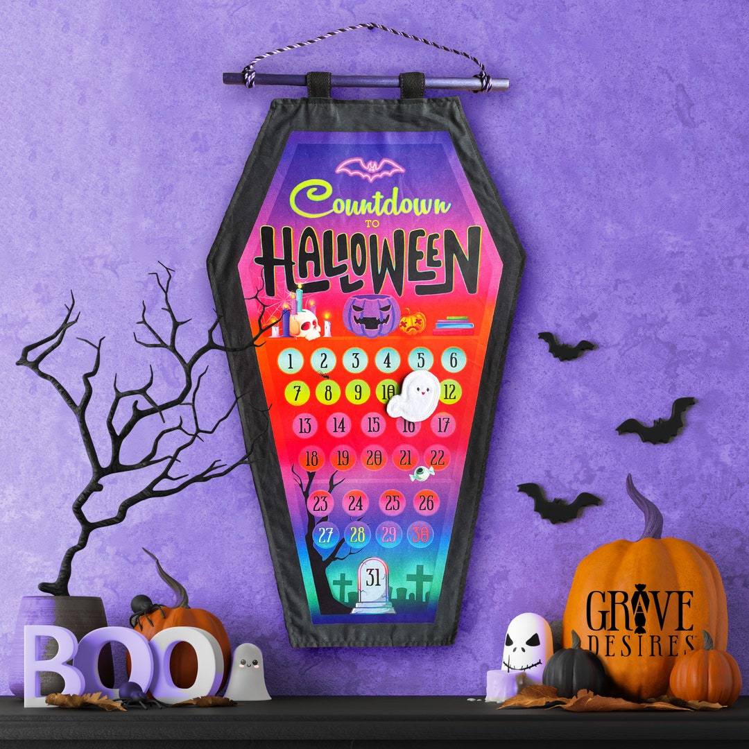 Halloween Countdown Calendar: Fabric Coffin Wall Hanging With Magnetic ...