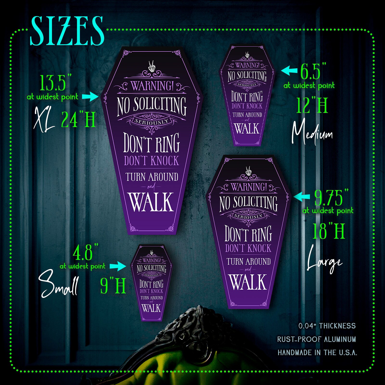 No Soliciting Sign Coffin-shaped Metal Art Print: Goth Wall Decor, Dark ...