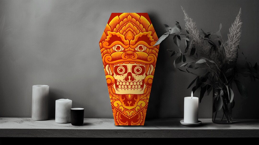 Aztec Skull Coffin-shaped Metal Art Print: Goth Wall Decor - Etsy