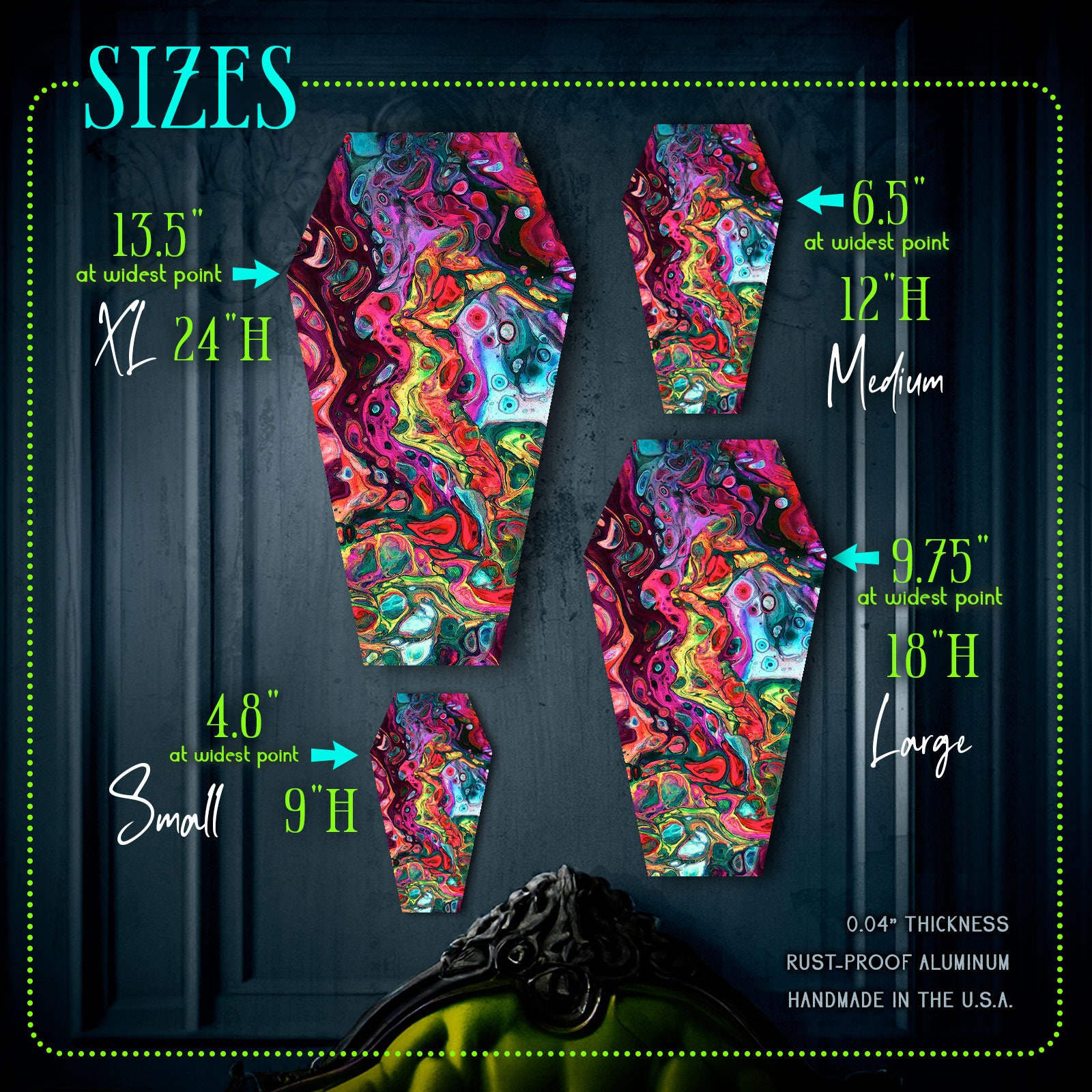 Alien Cells Coffin-shaped Metal Art Print: Goth Wall Decor, Psychadelic ...