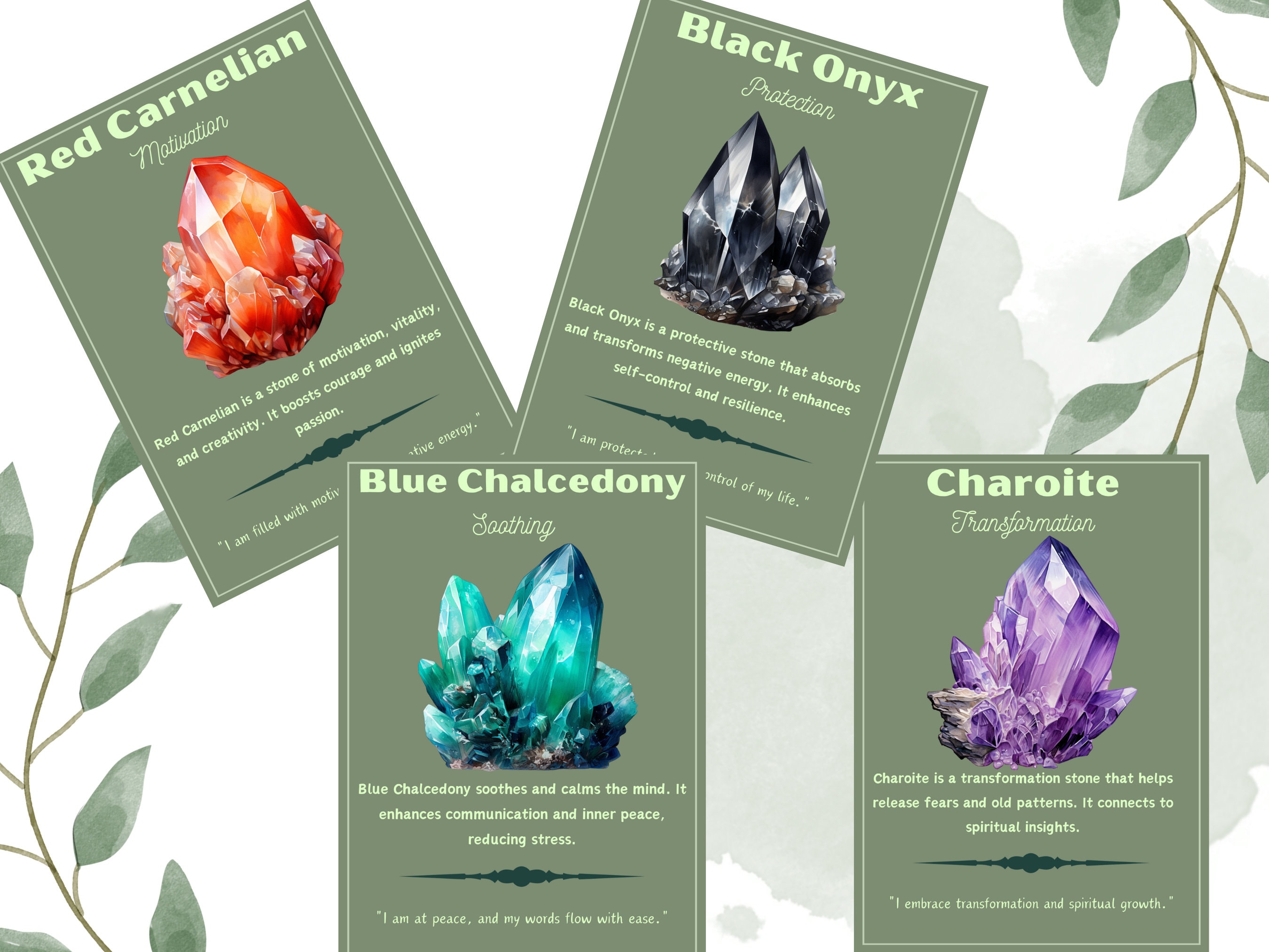 40 Crystal Meaning Cards Printable Crystal Information Cards, Crystal ...