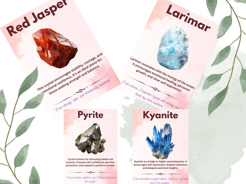 40 Crystal Meaning Cards Printable Crystal Information Cards, Crystal ...