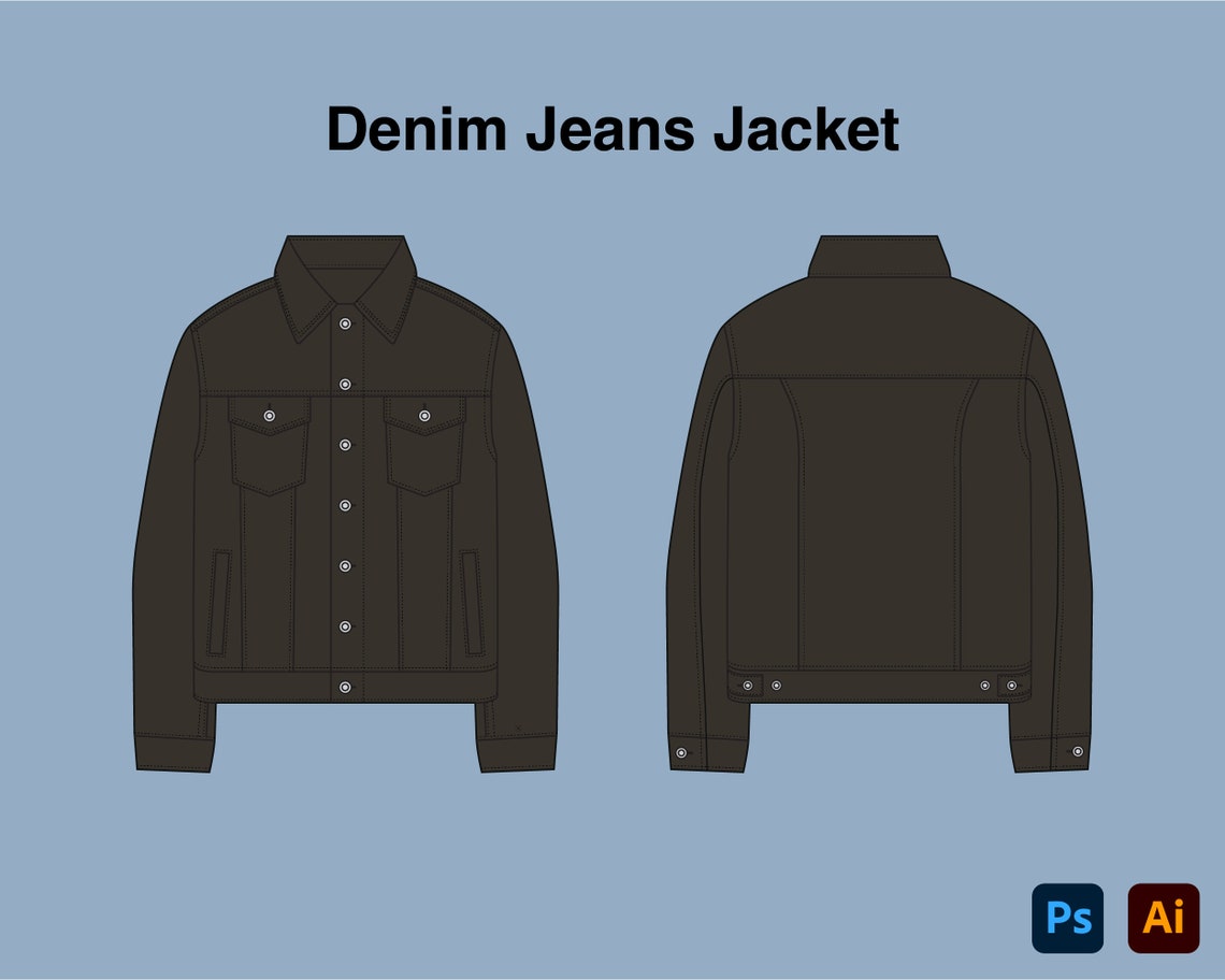 Blank Denim Jeans Jacket Template Mock-up Vector - Etsy