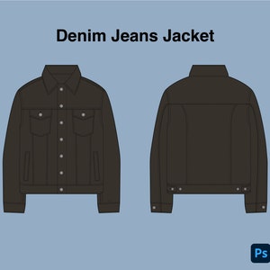 Blank Denim Jeans Jacket Template Mock-up Vector - Etsy