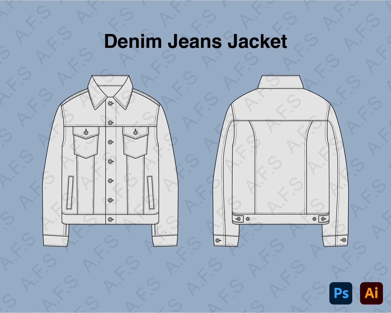 Blank Denim Jeans Jacket Template Mock-up Vector - Etsy