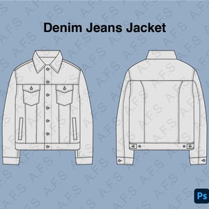 Blank Denim Jeans Jacket Template Mock-up Vector - Etsy
