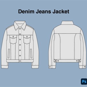 Blank Denim Jeans Jacket Template Mock-up Vector - Etsy
