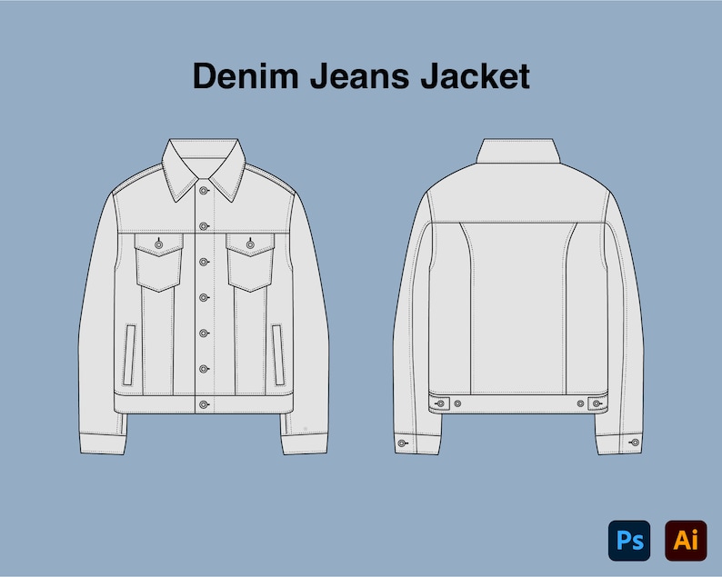 Blank Denim Jeans Jacket Template Mock-up Vector - Etsy