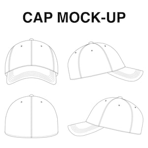 Blank FIT Cap Mock-up Vector Outline, Front Back and Side View - Etsy