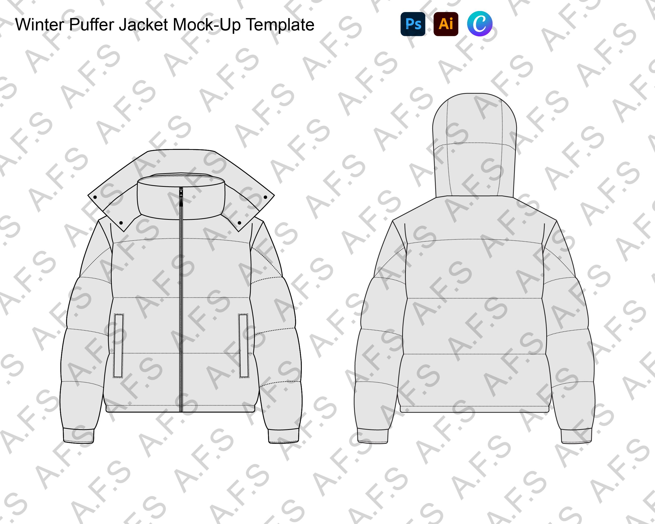 Winter Streetwear Puffer Jacket Mock up Template - Etsy