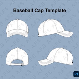 Baseball Hat SVG Tech Pack Mock-up Vector, Front, Back and Side View - Etsy