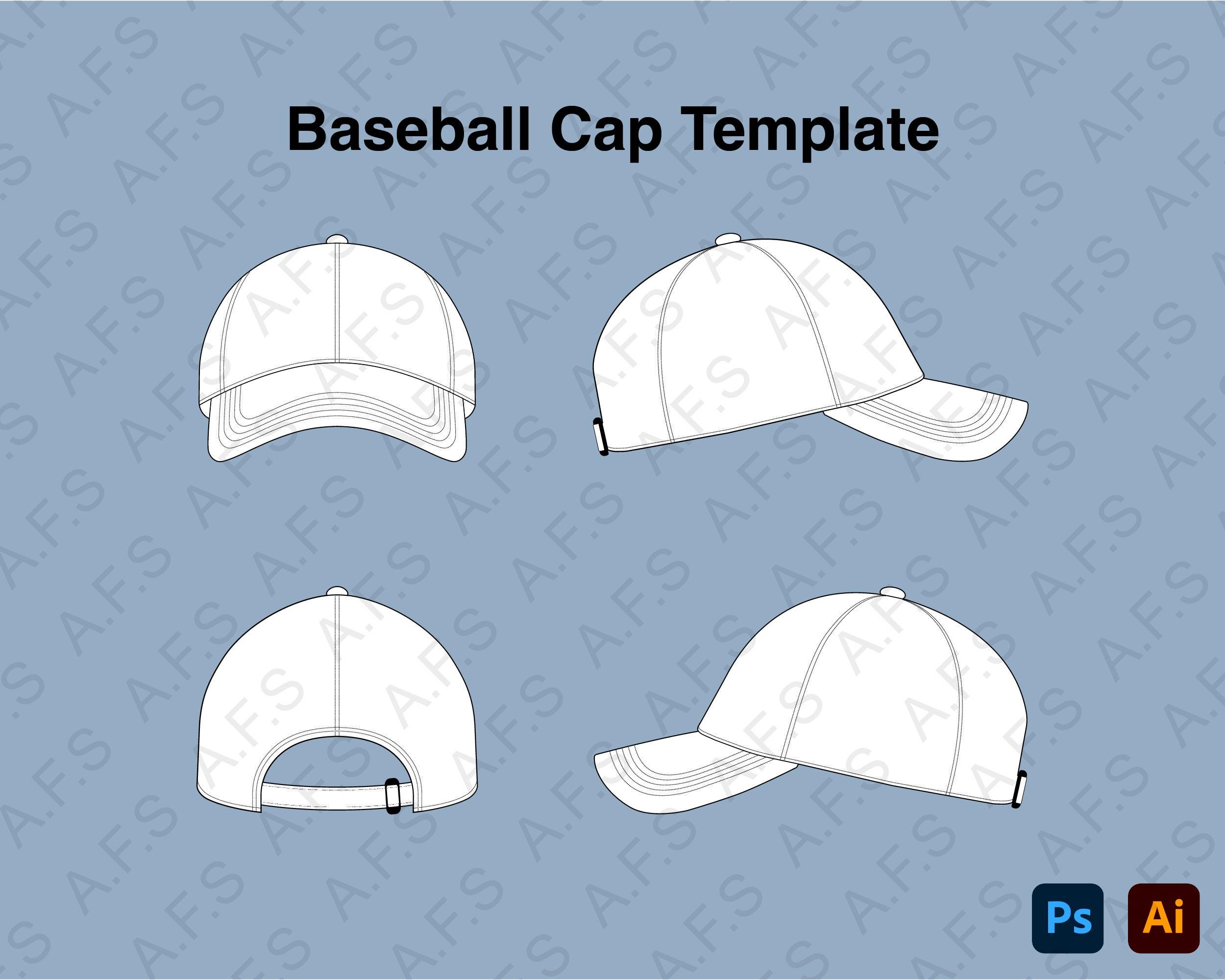 Baseball Hat SVG Tech Pack Mock-up Vector, Front, Back and Side View - Etsy